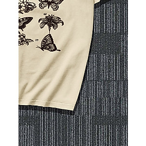 GORGLITTER Men's Graphic Print Short Sleeve T Shirt Round Neck Casual Tee Top Khaki Large