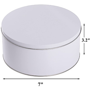 Yopay 3 Pack Cookie Tin with Lid, Round Sturdy Gift Tin, White Baking Cake Container for Storing Patisseries, Snack, Chocolate, Easter, Special Occasion, Holidays, 7" Wide by 3.2" Tall