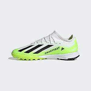 adidas Soccer X Crazyfast.3 Turf (Little Kid/Big Kid) Footwear White/Core Black/Lucid Lemon 5.5 Big Kid M