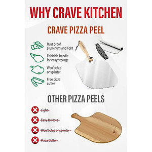 𝗣𝗶𝘇𝘇𝗮 𝗣𝗲𝗲𝗹 Pizza Turning Peel [12 Inch with Pizza Cutter] - Foldable Metal Pizza Spatula for Oven and Grill Stone, Professional Pizza Peel Aluminum Paddle for Pizza, Bread, Cookies