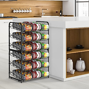 Can Organizer for Pantry Stackable 2 Pack, Can Storage Organizer Rack Stacking Can Dispensers Small Space Holds up to 36 Cans for Pantry, Kitchen, Cabinet- Black