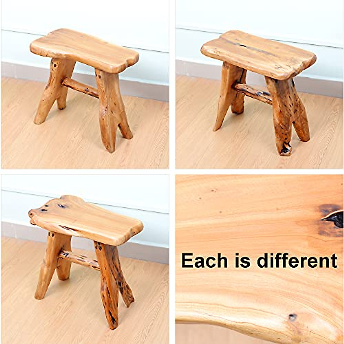 Brefhome Wooden Tree Stump Plant Stand Stool Side Table,Small Natural Wood Bench,Indoor/Outdoor Use