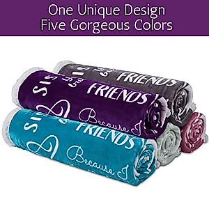 FILO ESTILO Sister Blanket, Birthday Gifts for Sister, Best Sister Ever Gifts with Words and Sayings of Love, Sister Birthday Gifts from Sister 60x50 Inches (Purple, Sherpa)