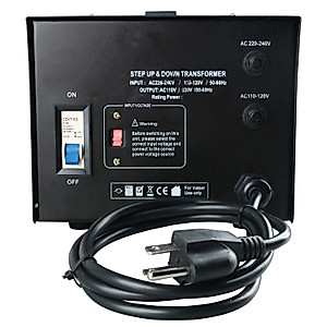 2000 Watt Step Up/Down 110V/220V Voltage Converter Transformer with Circuit Breaker Protection