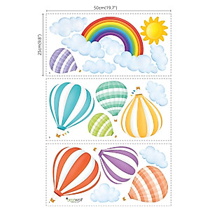 DECOWALL DS8-1801 Rainbow and Hot Air Balloons Kids Wall Stickers Wall Decals Peel and Stick Removable Wall Stickers for Kids Nursery Bedroom Living Room d?cor