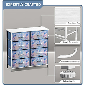 Sorbus Dresser with 8 Drawers - Furniture Storage Chest Tower Unit for Bedroom, Hallway, Closet, Office Organization - Steel Frame, Wood Top, Easy Pull Fabric Bins (8-Drawer, Blue)