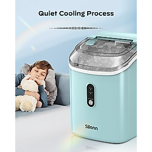 Nugget Ice Maker Countertop - Silonn Pebble Ice Maker Machine with Self-Cleaning Function, 33lbs/24H, Ice Makers for Home/Kitchen/Office, Green