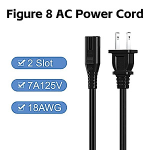 AC Power Cord 6FT(2 Pack), 2 Prong TV Power Cord, Power Supply Cable Replacement for Xbox One S, Xbox One X, Xbox Series X, PS3, PS4, PS5, Compatible for Printer, Monitor, Sound Bar, Game Console