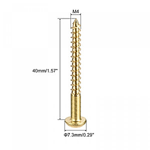 uxcell Wood Screws M4 x 40mm Slotted Round Head Brass Self-Tapping Screw 20 Pcs
