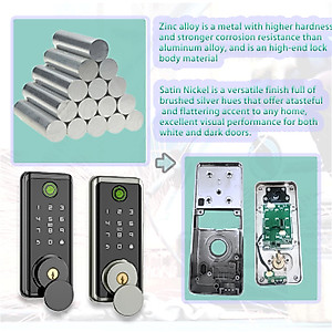 Stylrtop Fingerprint Deadbolt Lock with Glass Touchscreen Keypad,No-WiFi-Access, Keyless Electronic Biometric Lock for Entry Door (Satin Nickel)