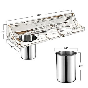 Hair Dryer Holder Wall Mounted Blow Holder Bathroom Hair Tool Organizer, Hair Styling Care Tool Organizer, Rustic Wood Beauty Appliance for Flat Iron, Curling Wand, Hair Straighteners（Rustic White ）