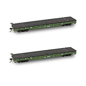 Evemodel C8741U 2pcs HO Scale 1:87 52' Flat Car Flatbed Transporter U.S.Army 52ft Model Train Container Carriage Freight Car
