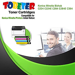 ToBeter Compatible TN321 Toner Replacement for Konica TN-321 TN321K TN321C TN321M TN321Y Toner Cartridge for Minolta Bizhub C224 C224E C284 C284E C364 C364E Printers (BK/C/M/Y, High Yield, 4 Pack)