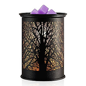 YUWENUS Electric Wax Melt Warmer Metal Wax Warmer for Scented Wax Fragrance Candle Oil Burner with 2 Light Bulbs for Gift Home Office Bedroom (Black)