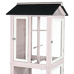 TRIXIE Outdoor Bird Aviary, 67-in Wooden Birdcage, 2 Perches, Ideal for Small Birds, Finches, Gray, (55952)
