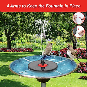 GAIZERL Solar Fountain with Red Flower - Attract Birds - 2024 Upgrade 3.5W Solar Bird Bath Fountains, Solar Powered Water Feature Fountain Pump with 7 Nozzles for Hummingbirds, Garden, Pool, and Pond