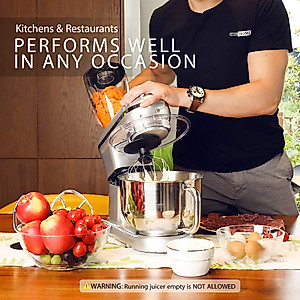 VIVOHOME 3 in 1 Multifunctional Stand Mixer with 6 Quart Stainless Steel Bowl, 650W 6 Speed Tilt-Head Meat Grinder, Juice Blender, Silver