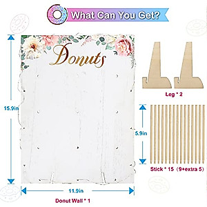 Donut Wall Stand with String Lights, Large Capacity Divava Reusable Donut Board Display for Parties, Wood Donut Party Decorations for Christmas parties, Baby Showers, Wedding, Great Gift for Christmas