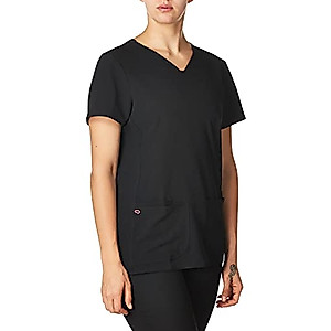 HeartSoul Women's Pitter-Pat V-Neck Scrubs Shirt, Black, Medium