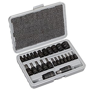 Torx Bit Socket Set (25 Piece Set - Torx and External Socket Set) 1/4", 3/8", and 1/2" Drive - 13 Star Socket Bits & 12 Female E Torx Sockets - Professional Grade Auto & Motorcycle Mechanic Socket Set