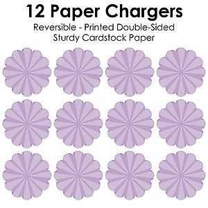 Big Dot of Happiness Purple Stripes - Simple Party Round Table Decorations - Paper Chargers - Place Setting For 12