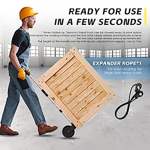 Teprovo Folding Hand Truck Dolly Cart,340LB Capacity Portable Aluminum Dolly Cart with Telescoping Handle and 7 Inch Rubber Wheels for Moving,Shopping,Travel,Office Use