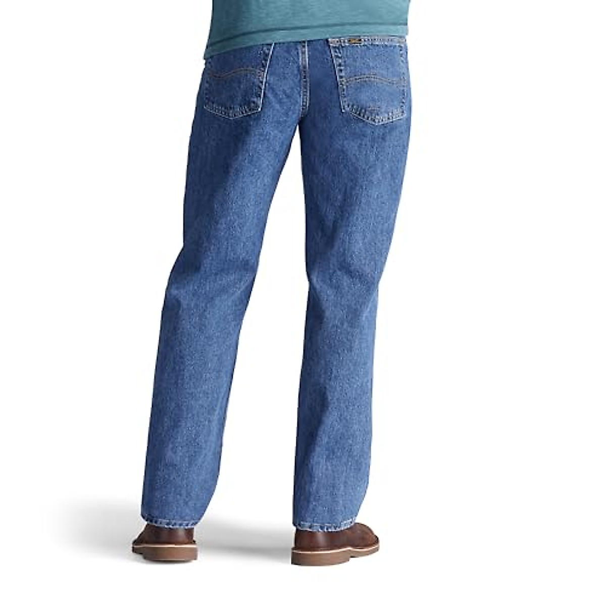 Lee Men's Relaxed Fit Straight Leg Jean, Medium Stone, 38W x 28L