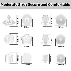 Silicone Earring Backs for Studs 6 Styles Clear Hypoallergenic Rubber Earrings Safety Back Stopper Replacement Kit (600 Pcs)