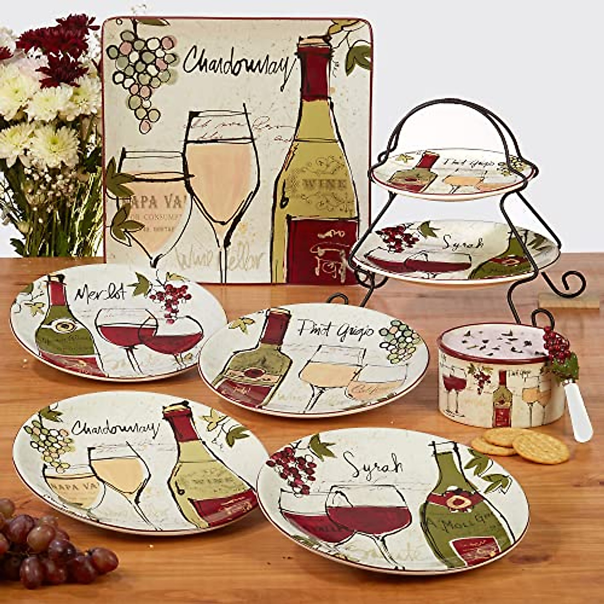 Certified International Wine Country 2-Tier Server, Multicolored