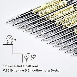 12Pcs 0.35 mm Black Gel Ink Pens, AUHOKY Extra-Fine Ballpoint Pen, Quick-Drying point Rolling Ball Pens for Office School Stationery Supply