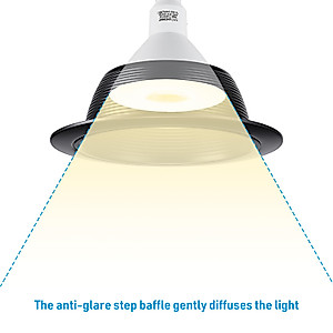 TORCHSTAR 6 Inch Recessed Light Black Baffle Trim with Detachable Ring, Full Metal, Ceiling Can Light Trim for Recessed Can, Fit Halo/Juno Housing, Pack of 6