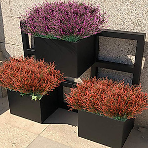 Artificial Flowers Outdoor Fake Flowers for Home Garden Window Box Decoration, Artificial Farmhouse Greenery UV Resistant Shrubs Plants for Hanging Planter Home Wedding Porch Window Decor (deep Pink)