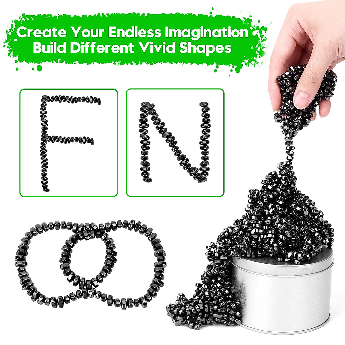 Magnetic Balls, Adult Fidget Toys, Crags Ferrite Putty Stones, Magnetic Fidget Toy, Mini Magnetic Balls, Magnetic Beads Cool Desk Gadgets, Metal Putty Fidget Magnets Gift for Adults (Black, 1000 PCS)