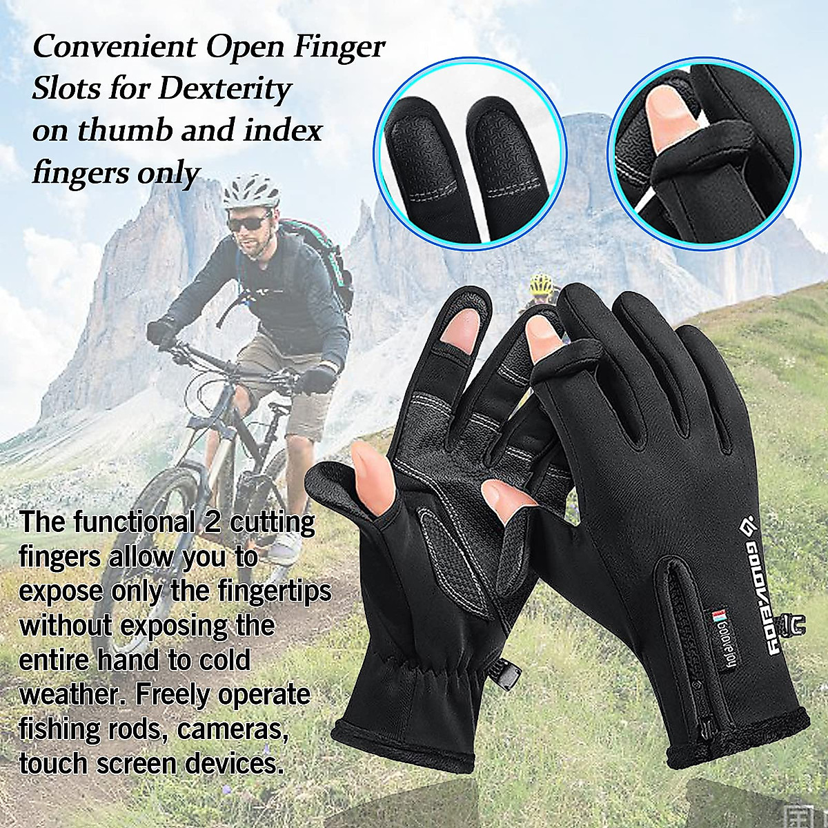 LSAMA Lightweight Cycling Gloves Touch Screen Mountain Bike Gloves Waterproof Full-Finger Thermal Gloves Anti-Slip Warm Motorcycle Gloves Sport Gloves for Biking Riding Hiking Working Gloves Men Women