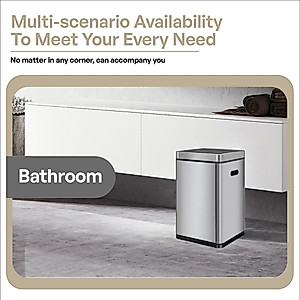 TARUNMO touchless trash can 13 gallon Brushed Stainless steel,automatic trash cans touchless Assembling,Motion Sensor Lid trash can 50 Liter(10 counts trash bag)