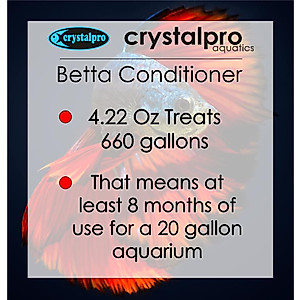 Crystalpro Betta Water Conditioner 4.22 Oz - Treats 660 Gallons - Additional Minerals Neutralizes Chlorine Concentrated Aquarium Water Conditioner for Betta Fish Tank Ideal for Betta Fish Care