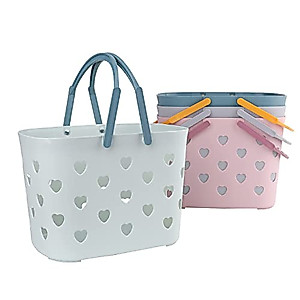 Peohud 4 Pack Portable Shower Caddy Basket, Plastic Storage Basket with Handle, Caddy Organizer Bin for Bathroom, College Dorm, Pantry, Kitchen