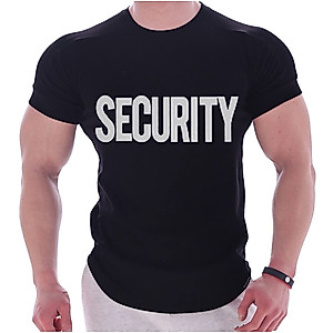 fresh tees Security T-Shirt 2 Sided Front Back Print | Event Safety Guard Staff | Graphic Tee for Men (Small,Black)