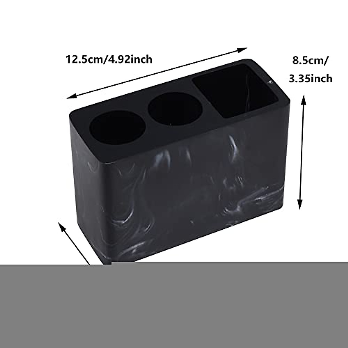 Toothbrush Holder Marble Look Electric Toothbrush Toothpaste Bathroom Organizer Stand Trays Caddy Countertop for Bathroom Vanity Storage and Organizing(Black)