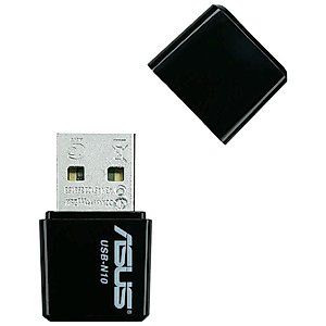 ASUS (USB-N10) wireless-N USB Adapter (150Mbps Transmit / 150Mbps Receive) with fast USB2.0 Interface, software WPS Button Support, Black