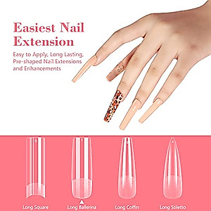 Wilfniee Soft Gel x Square Nail Tips, 240PCS Clear Ballerina Nail Tips for Acrylic Nail Tips Professional, Pre Shaped Full Cover Press on Nail Tips for Nail Polish Dip Powder, Nail Salons Home DIY