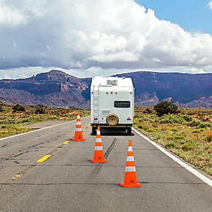 RoadHero 36 Inch [4 Pack] Collapsible Traffic Safety Cones, Multi Purpose Pop-up Cones with Reflective Collar for Road Safety, Orange Cones for Driving Training, Parking Lots