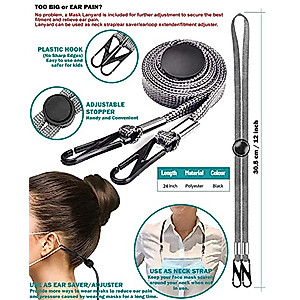 BLUNA ::Authentic:: [10 Pack] Premium 4-Layer Black KF94 Face Mask, Large [Adjustable Ear Loop][Anti-Trouble Skin][Made in KOREA] + Lanyard