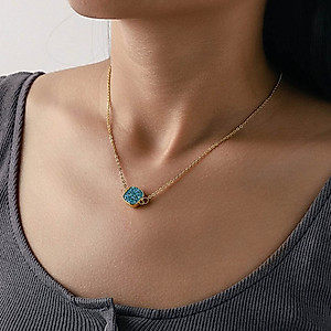 JAKAWIN Rhinestone Pendant Necklace Jewelry Adjustable Collar Necklaces Gold Neck Chain for Women NK295 (Light Blue)