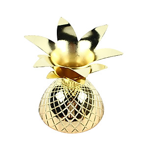 TFCFL 500ml/17OZ Gold Moscow Mule Mug, Stainless Steel Copper-plated Hammered Pineapple Cup Cocktail Glasses Cocktail Tumbler Cups Cocktail Mugs, Height: 19.5cm/ 7.68inch, Dia: 8cm/ 3.15inch (Gold)