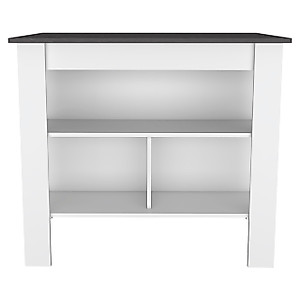 Tuhome Cala Kitchen Island, Four Legs, Three Shelves -White/Onyx