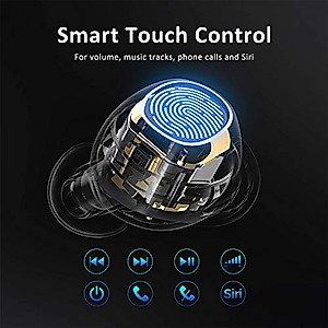 AMINY Wireless Earbuds Bluetooth, U-Air6 Sport Bluetooth Earphones IPX8 Waterproof Inear Bluetooth Earbuds Wireless Headphones, 100Hrs Playtime Touch Control Wireless Earphones Built-in Mic