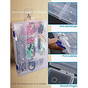 Beoccudo Tackle Box Beads Organizer Tackle Boxes with Dividers Plastic Storage Large 10 Grids Box Jewelry Compartment Container (10 Grids Box, 2 Pack)