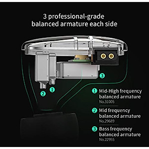 KZ IEM Earphone 3BA Balanced Armature Headphone HD Sound in Ear HiFi Stereo Noise Cancelling Earbuds AS06 Triple-Driver Universal-Compatible with Smartphones (Cyan with MIC)