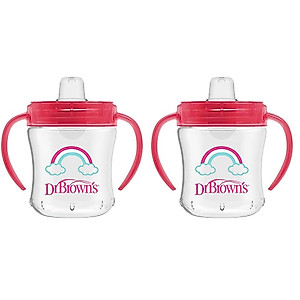 Dr. Brown's Transition Sippy Cup with Soft Spout - Pink - 6oz - 6m+ (Pack of 2)